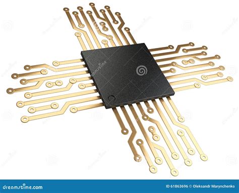 3d Illustration Of Cpu Chip Central Processor Unit With Contacts Stock Illustration