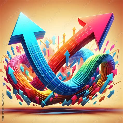 Market Graph Arrow Concept As A 3d Vector Of An Upward And Downward