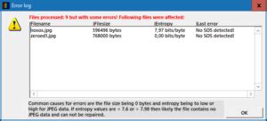 JPEG Repair Manual Interpreting Error Log Window DiskTuna Photo Repair Photo Recovery