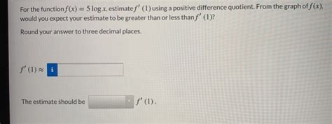 solved for the function f x 5 log x estimate f 1