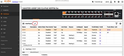 aruba switch 6200f cannot edit interfaces in web ui network management