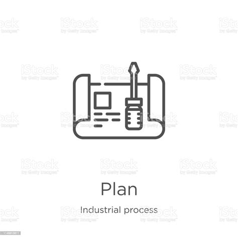 산업 프로세스 컬렉션에서 계획 아이콘 벡터 얇은 선 계획 개요 아이콘 벡터 일러스트 레이 션입니다 웹 사이트 디자인 및 모바일 앱 개발을 위한 개요 얇은 라인 계획 아이콘