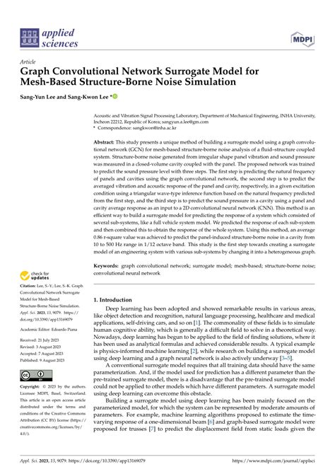 Pdf Graph Convolutional Network Surrogate Model For Mesh Based Structure Borne Noise Simulation