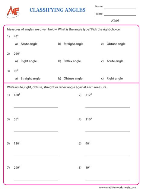 Classifying Angles Worksheet Pdf