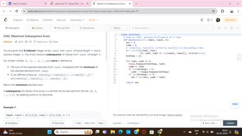 How To Solve Maximum Subsequence Score Problem Lalitha Bhimireddy