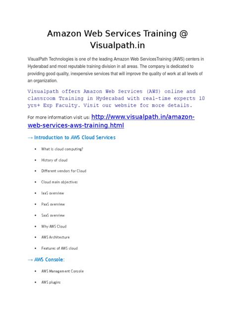 Amazon Web Services Training Pdf Amazon Web Services Cloud Computing