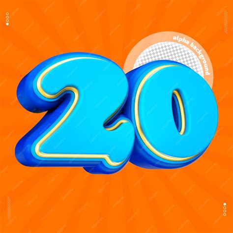 Premium Psd 3d Render Number 20 Font Blue