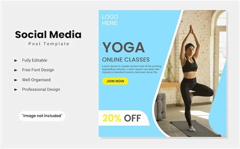 Premium Vector Yoga Classes Social Media Post Template Vector