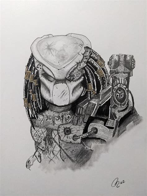 Just Finished My Damaged Predator Drawing Graphite And Markers Thanks