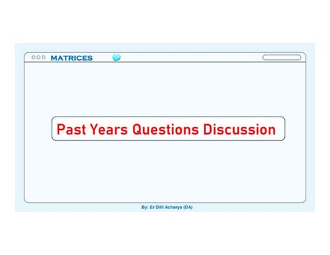 Matrices Pyqspdf Statistics Statistics Matrix Ppt