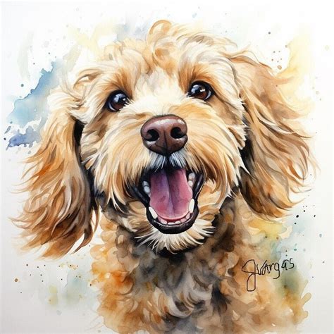 Watercolor Cockapoo Painting Art Print 8x11 Inch Ebay
