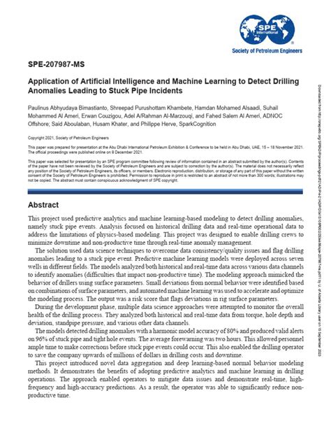 2021 Application Of Artificial Intelligence And Machine Learning To Detect Drillinganomalies