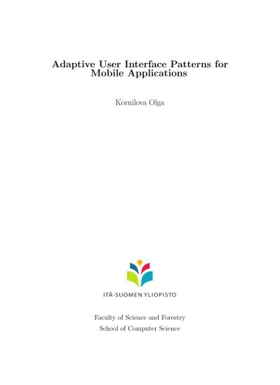 Adaptive User Interface Patterns For Mobile Applications