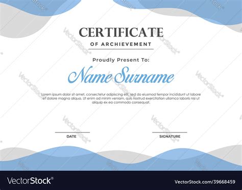Abstract Wave Certificate Template Design Vector Image