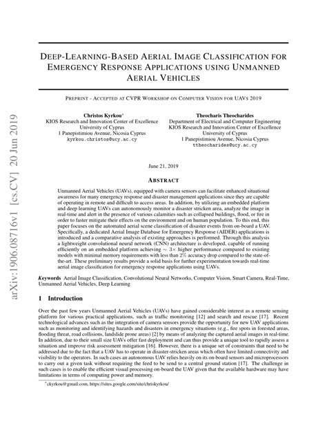 Pdf Deep Learning Based Aerial Image Classification For Emergency Response Applications Using