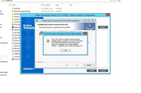 Error 1722 During Kofax Export Connector 800 For Xml Installation