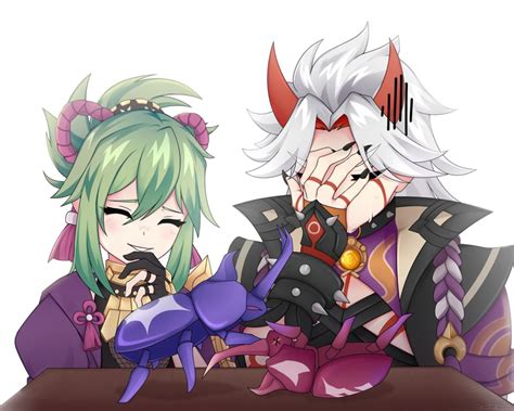 Kuki Shinobu Arataki Itto And Onikabuto Genshin Impact Drawn By Mikanskiy Danbooru