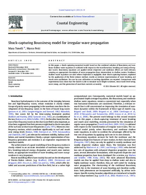 Pdf Shock Capturing Boussinesq Model For Irregular Wave Propagation