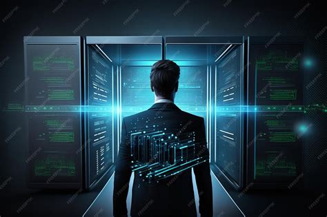 Premium Photo Computer Servers In Data Center With Digital Information Generative Ai