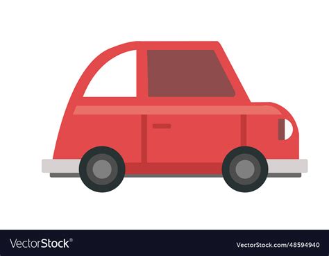 Red Color Small Car And Taxi For D Cartoon Vector Image