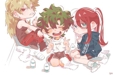 Genderbend Bakugou Katsuki And Genderbend Midoriya Izuku And Genderbend Todoroki Shouto Hero