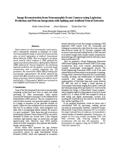 2021cvprw Image Reconstruction From Neuromorphic Event Cameras Using Laplacian Prediction Pdf