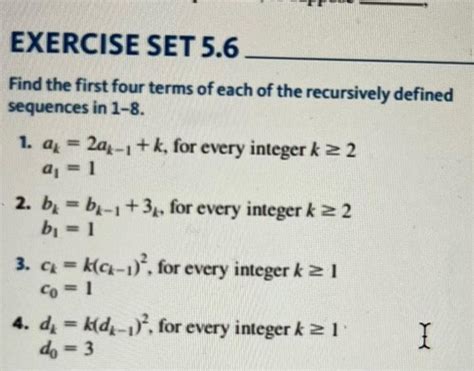 solved find the first four terms of each of the recursively