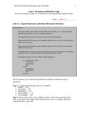 Lab 4 Student Doc Starting Out With Programming Logic And Design 1