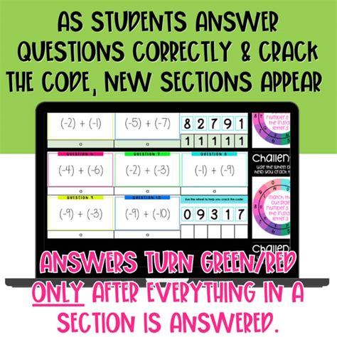 Adding Integers Digital Self Checking Activity For Middle School Math