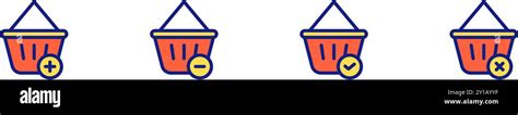 Icon Ui Button Shopping Basket Or Cart With Plus Minus Check And Cancel Symbols Editable File