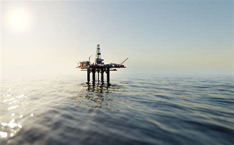 근해 석유 굴착 장치 시추 장비 착 장치 일몰 도중 바다에 기름 플랫폼 3d 렌더링 그림 가솔린에 대한 스톡 사진 및 기타 이미지 Istock