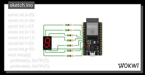7segment Wokwi Esp32 Stm32 Arduino Simulator