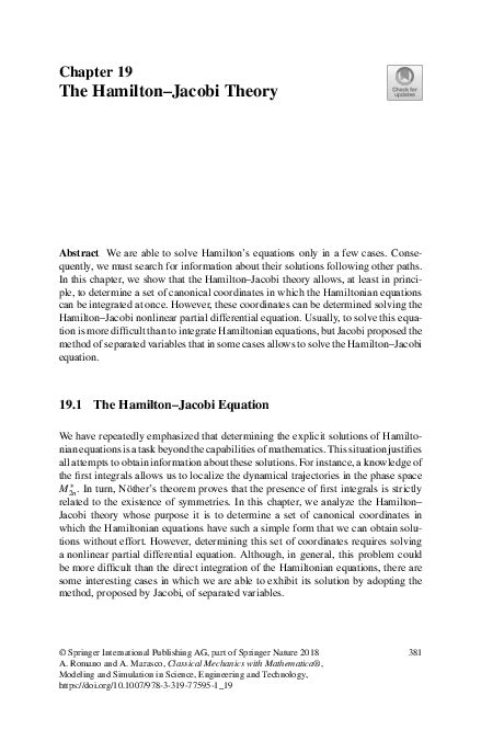 Pdf The Hamiltonjacobi Theory