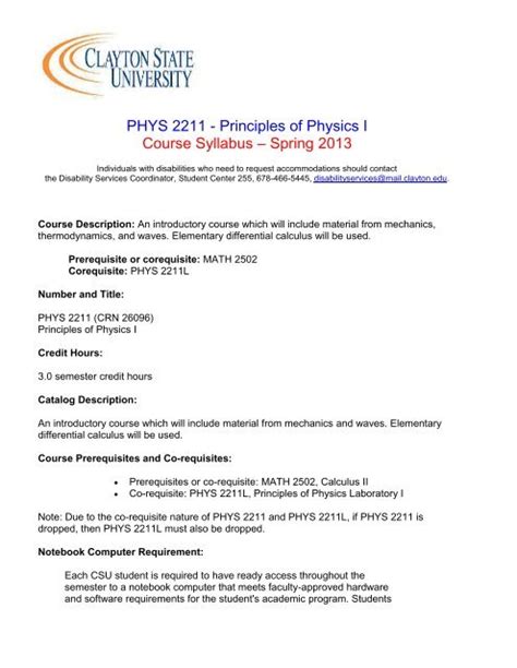 Phys 2211 01 Syllabus Faculty Home Clayton State University