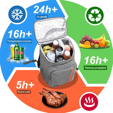 Хладилна чанта Тип раница за пикник Къмпинг 23л Водоустойчива Сива Emag Bg