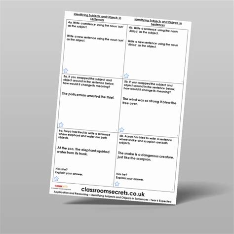 Year 6 Identifying Subjects And Objects Prior Learning Resource