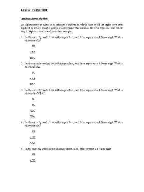 Logical Reasoning Pdf Summation Sequence