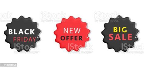 3d 벡터 온라인 쇼핑 할인 라벨 태그 배지 세트 검은 색과 빨간색 아이콘으로 새로운 제안 큰 판매 및 검은 금요일 디자인 0명에 대한 스톡 벡터 아트 및 기타 이미지