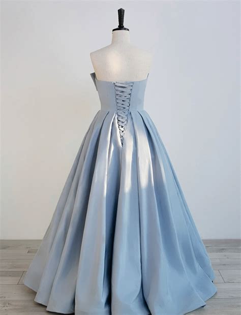 Prom Dressesstrapless Evening Dressblue Prom Dress Cute Party Dress