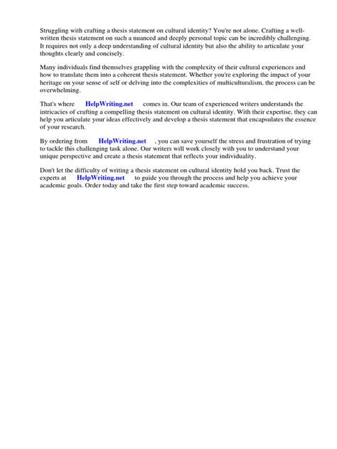Thesis Statement Cultural Identity Pdf