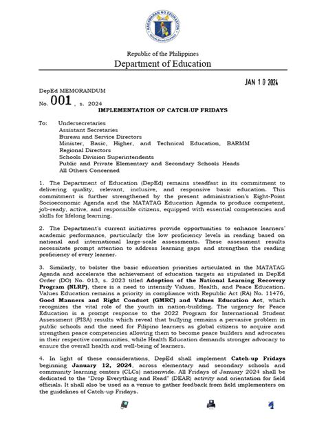 Dm S2024 001 Implementation Of Catch Up Fridays Pdf