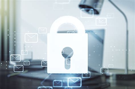 현대 노트북 배경에 이메일 기호 홀로그램 개인 데이터 개념의 보호와 창조적 인 잠금 스케치 다중 노출 0명에 대한 스톡 사진 및 기타 이미지 Istock