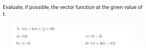 Solved Evaluate If Possible The Vector Function At The Chegg Com
