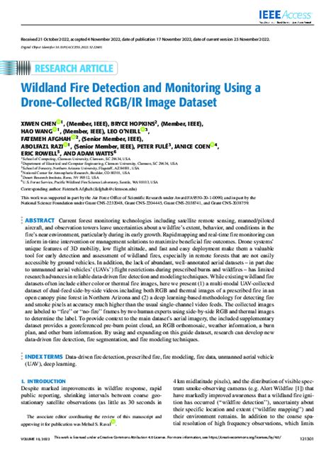 Pdf Wildland Fire Detection And Monitoring Using A Drone Collected Rgb Ir Image Dataset