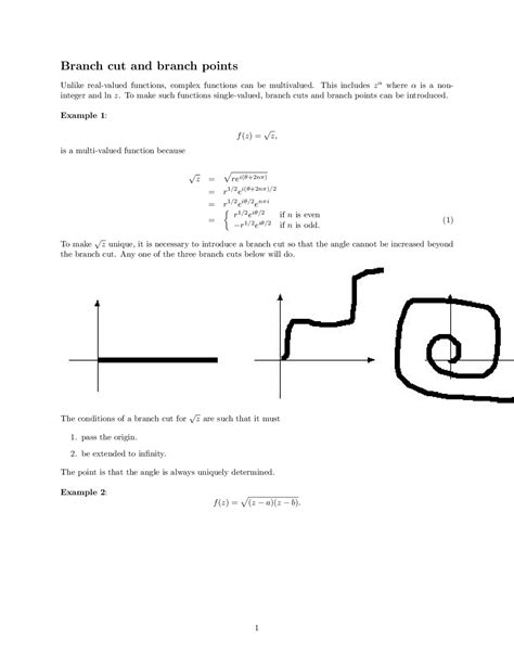 Branch Cut And Branch Points Slides Complex Analysis Docsity