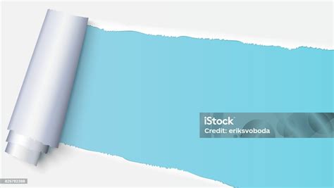 텍스트 파란색 배경에 종이에 구멍을 위한 공간으로 현실적인 찢어진된 오픈 종이 고르지 못한 찢어진 가장자리와 종이의 찢어진된