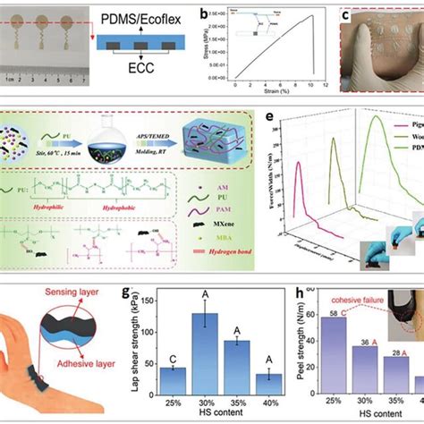 A Pdms Ecoflex Silicone Rubber‐based E‐skins B Shear Adhesion And C Download Scientific