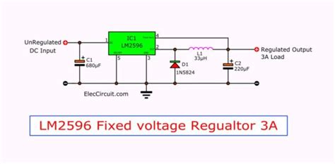 LM2596 Schematic Fixed Adjustable Buck Converter Circuits