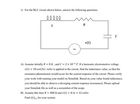 Solved For The RLC Circuit Shown Below Answer The Chegg