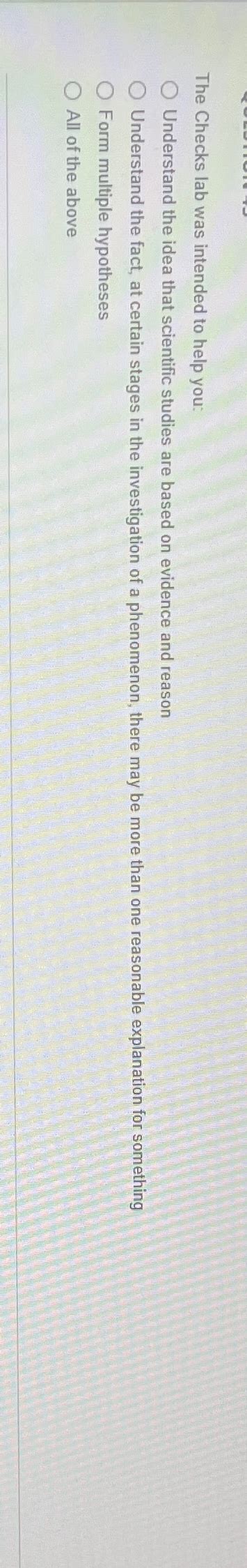 Solved The Checks Lab Was Intended To Help Youunderstand